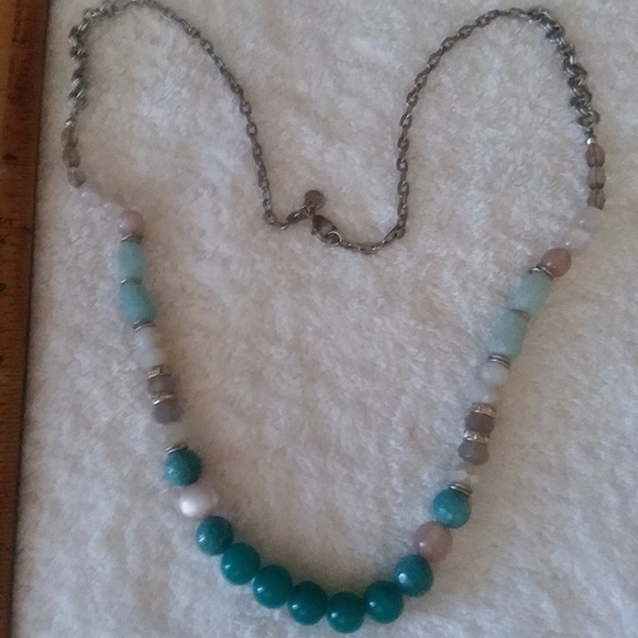 LOFT | Jewelry | Designer Loft Beaded Long Necklace Silver Chain | Poshmark